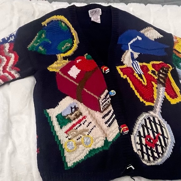 PBJ Sport | Sweaters | Vintage Womens Cardigan School Theme Graphic ...